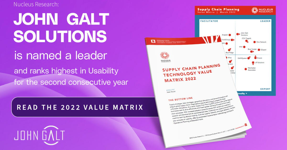 John Galt Solutions Named a Leader in the Nucleus Research Supply Chain ... John Galt Solutions Named a Leader in the Nucleus Research Supply Chain ...