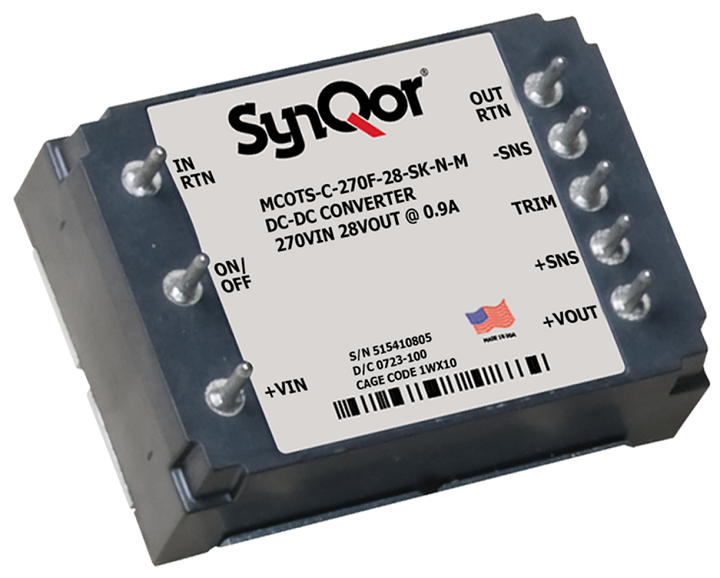 SynQor Announces Its New Mil-COTS 270F Vin DC-DC Sixteenth-Brick Modules — MCOTS-C-270F-xx-SK ...