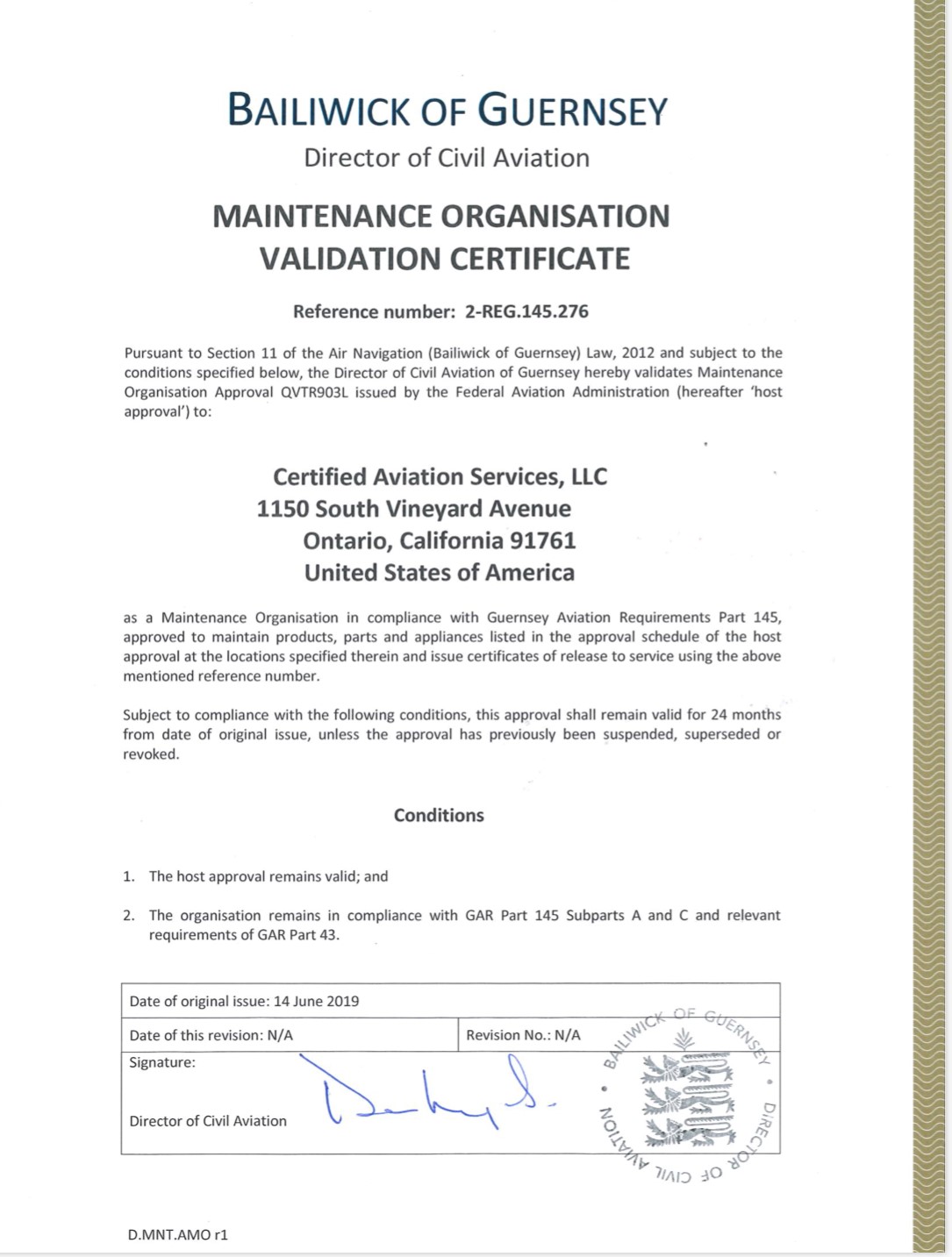 CAS is Awarded the Maintenance Organization Approval Validation ...